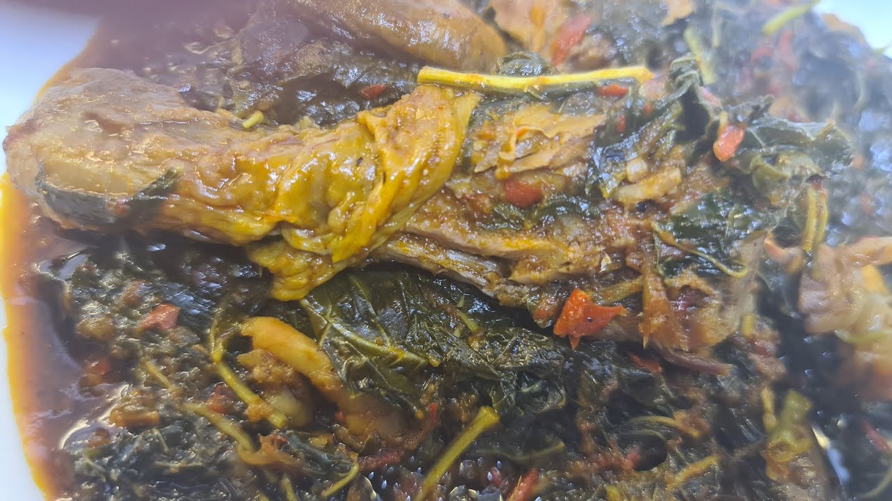 delicious efo with fresh efo leaves - YouTube