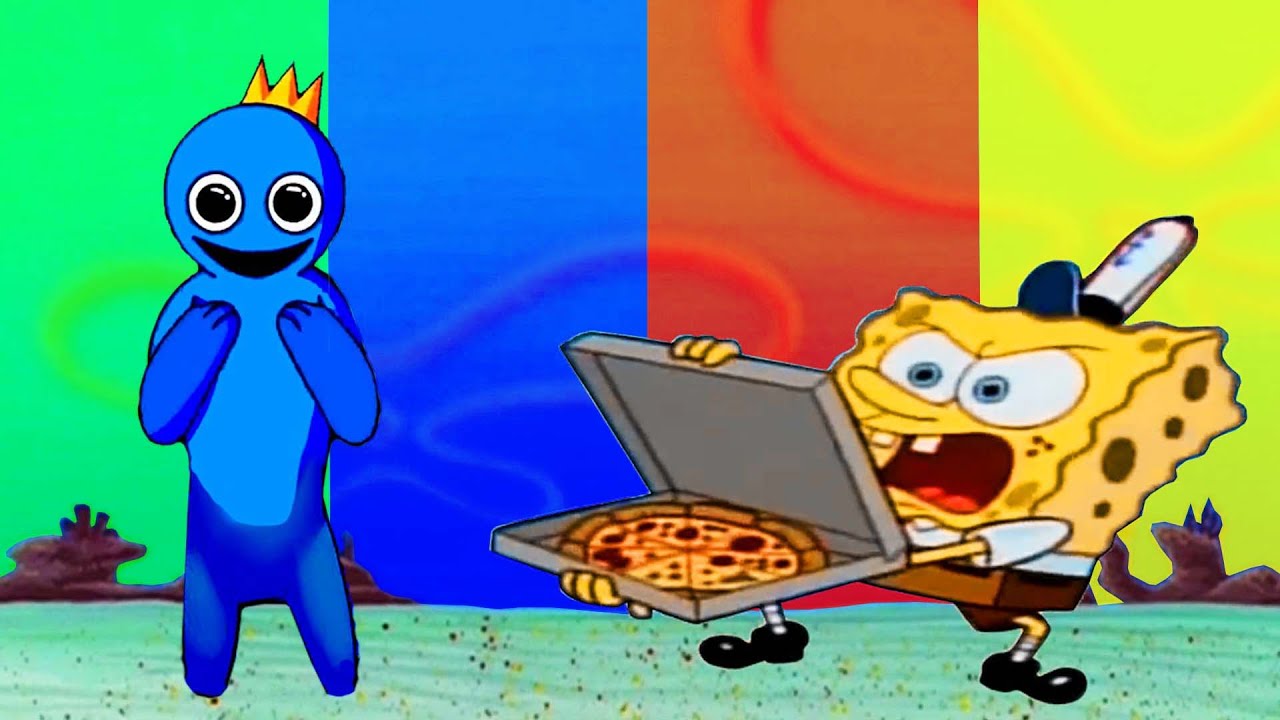 Roblox Blue Rainbow Friendly trying to get a pizza from Spongebob ...