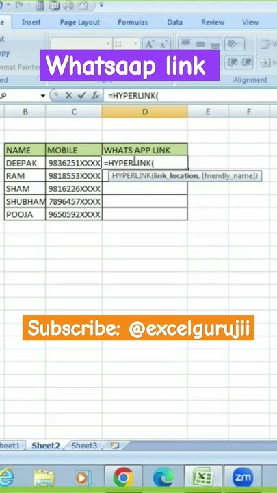 Excel Tricks whatsaap link #exceltutorial #excel - YouTube