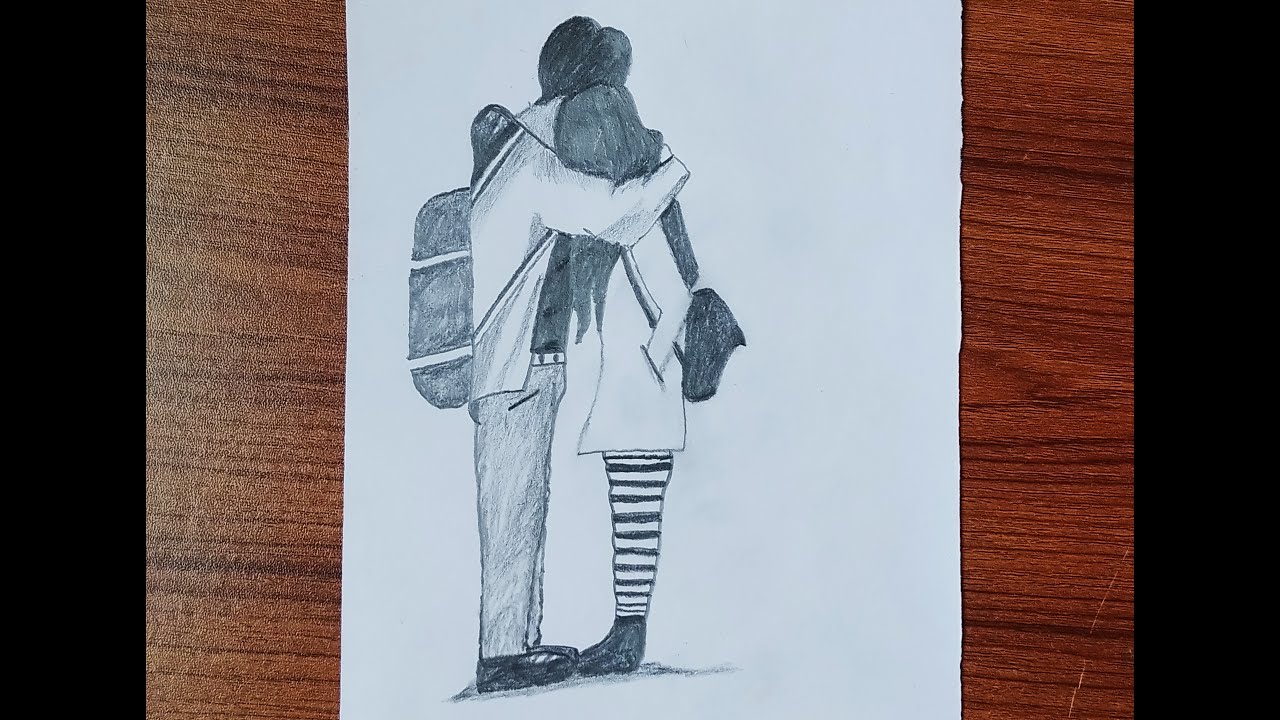 How to draw cute hugging couple for beginners Drawing tutorial Pencil ...