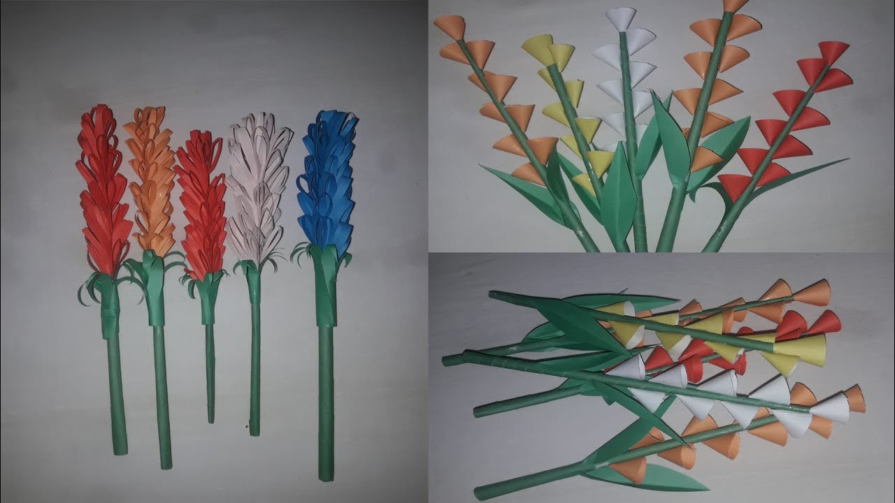 How To Make Easy Paper Stick Flowers| DIY Paper Stick Flowers | Hand's ...