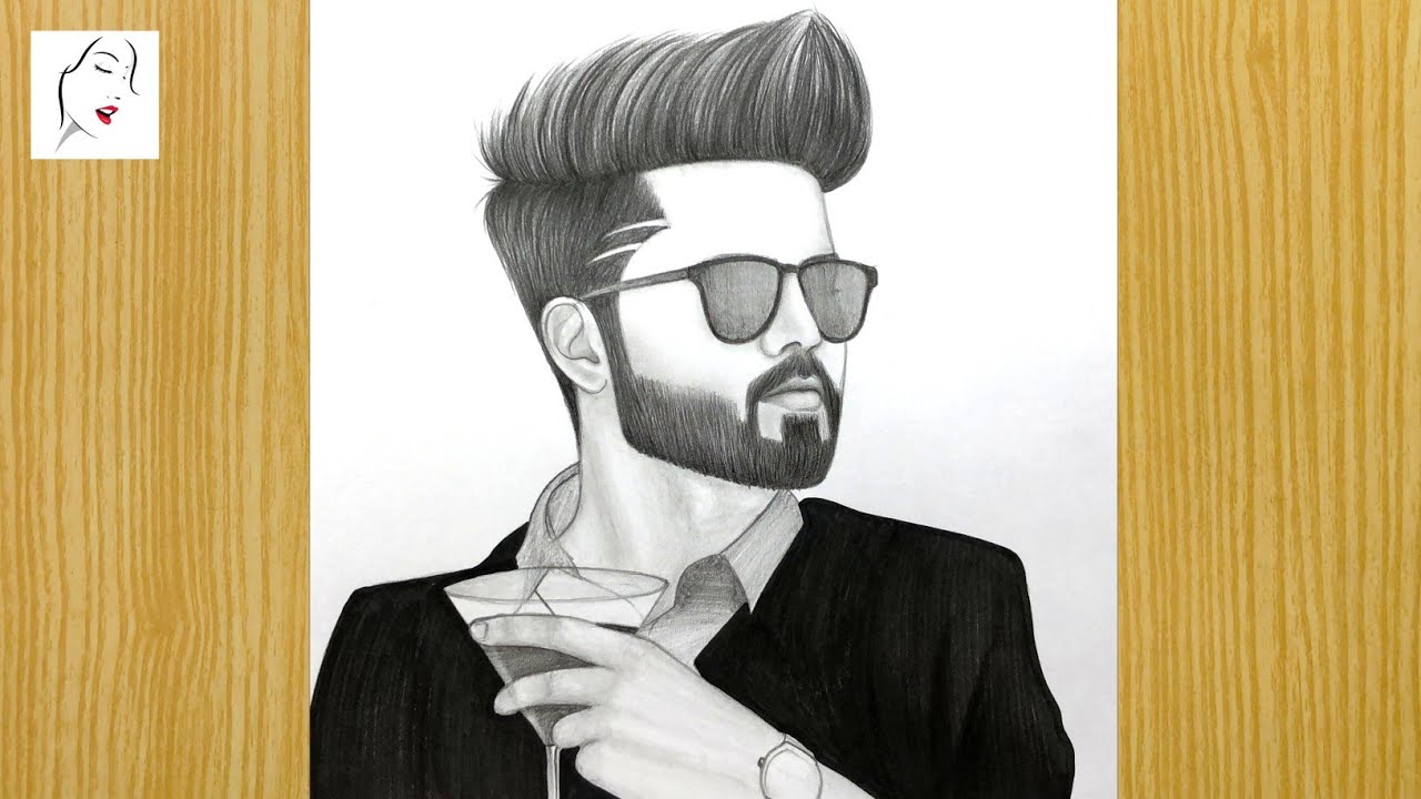 How to draw a Handsome Boy For Beginners | A Boy with Glasses Sketch ...