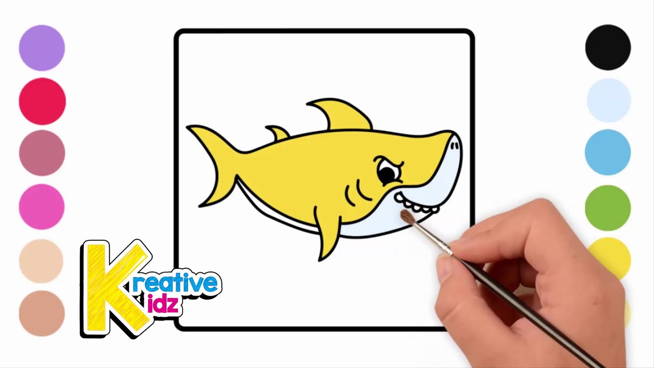 How to Draw and Color a Mischievous Shark for Kids | Sharks Coloring ...