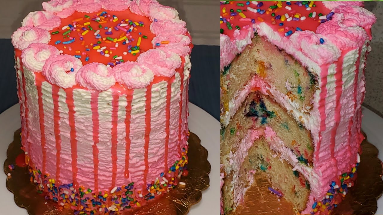 The Ultimate Sprinkle Cake | How to Make Funfetti Cake | Eggless Vanilla Cake Recipe | Rainbow ...