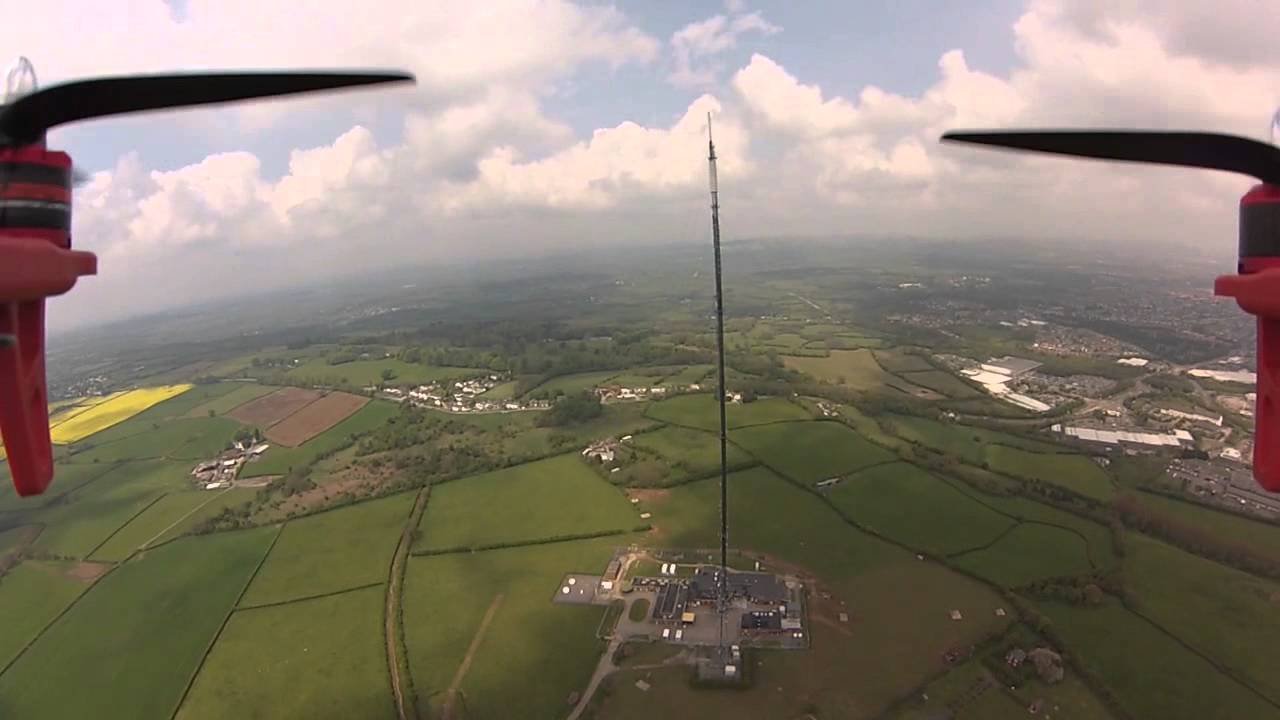 DJI F450 flight up Wenvoe tv mast - YouTube