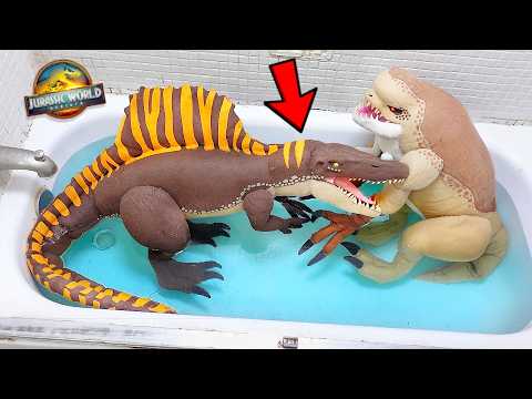 All Jurassic World Rebirth - SPINOSAURUS VS DISTORTUS REX (Bath Party)