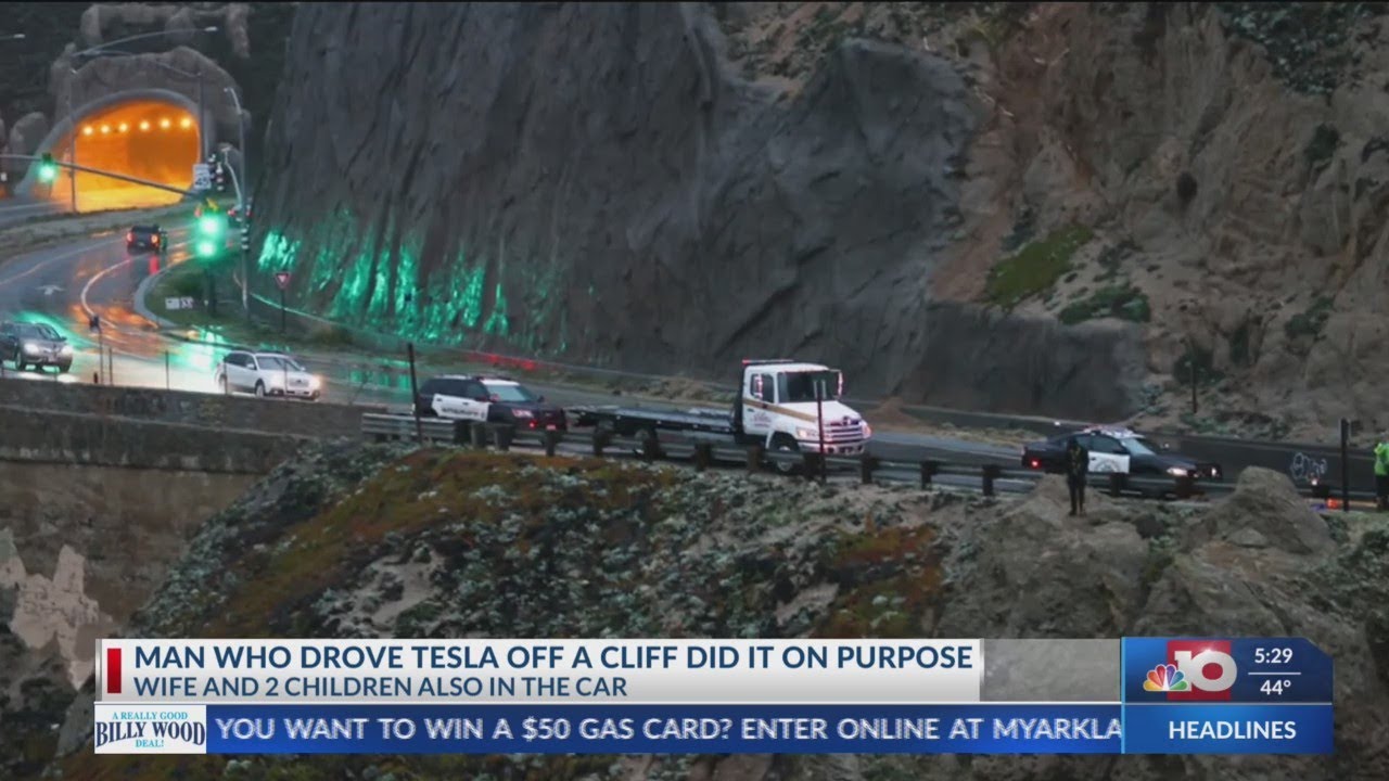 NBC 10 Today, Tesla Driver purposefully drives car off cliff with ...