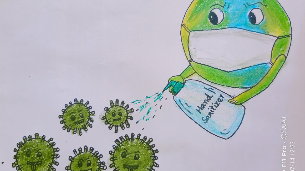 Awareness of Corona drawing//Corona oil pastel easy drawing - YouTube