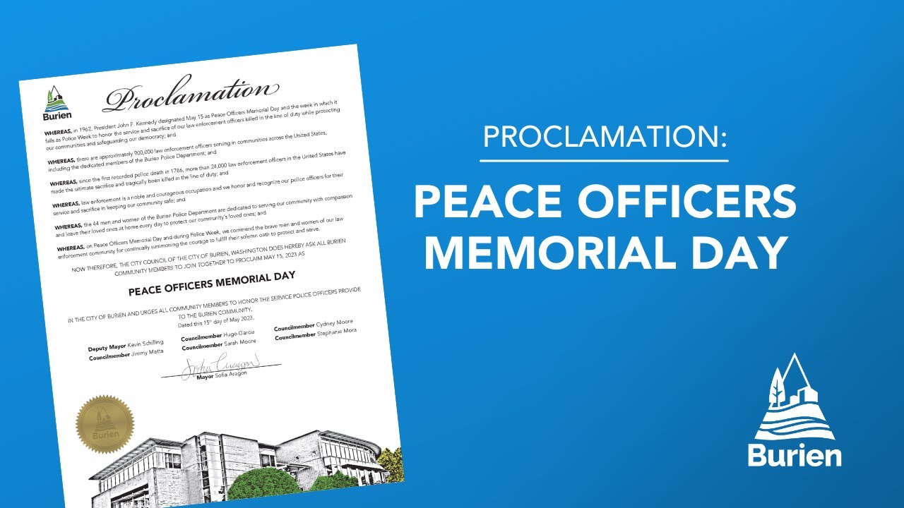 Peace Officers Memorial Day Proclamation, May 15, 2023 - YouTube