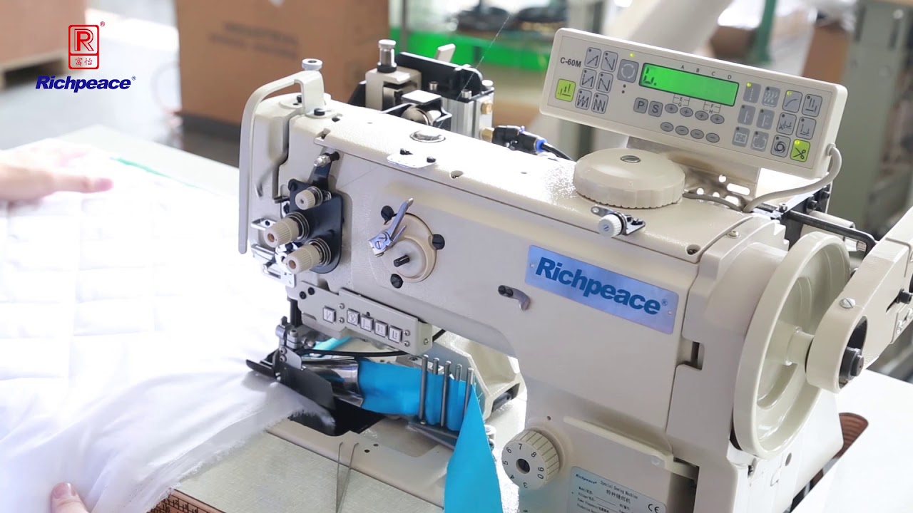 Compound feed sewing machine with horizontal large hook & on / off side ...