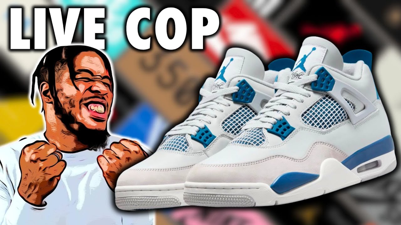 LIVE COP AIR JORDAN 4 MILITARY BLUE - YouTube