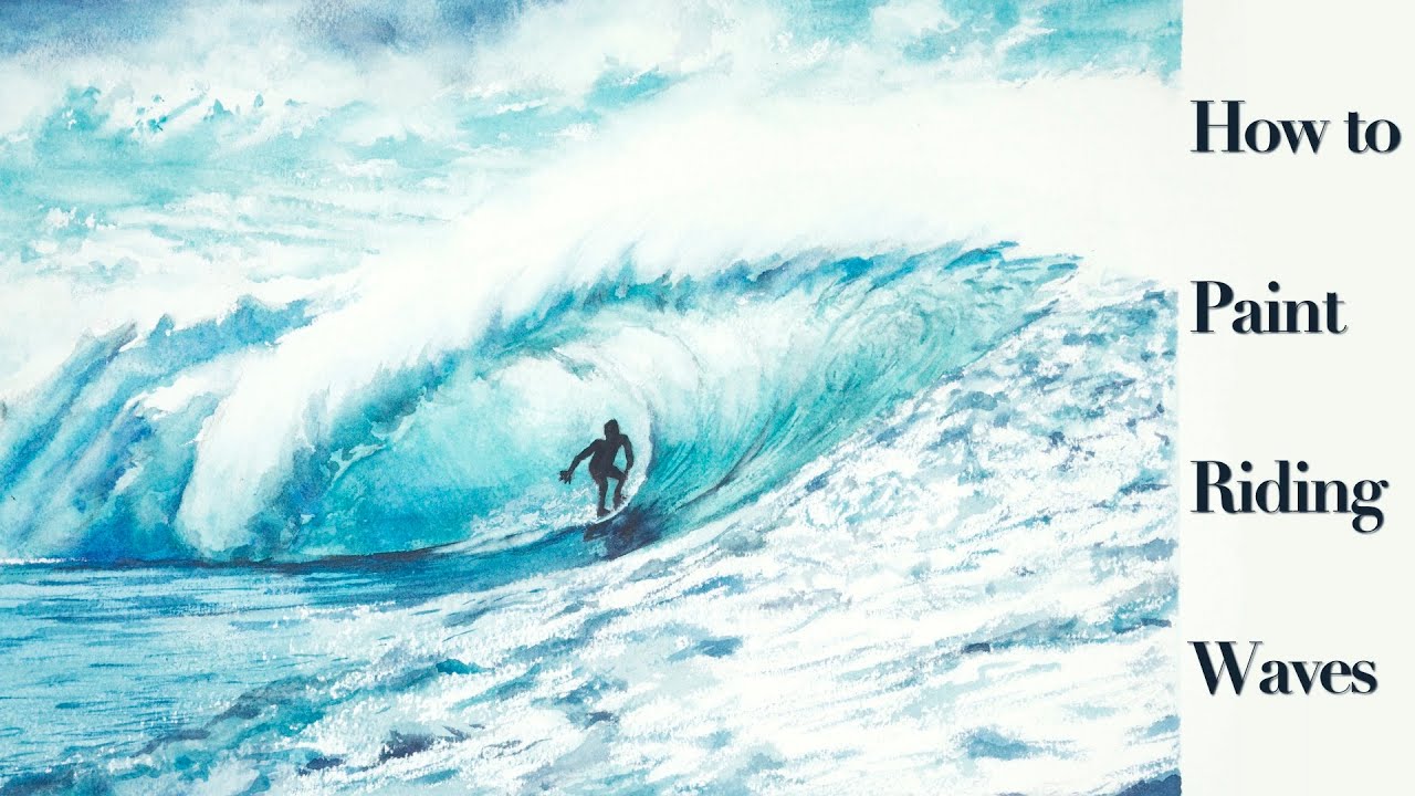 How to Paint Riding Waves with Watercolor - 파도타기/수채화 🏄‍♂️ | Vieu - YouTube