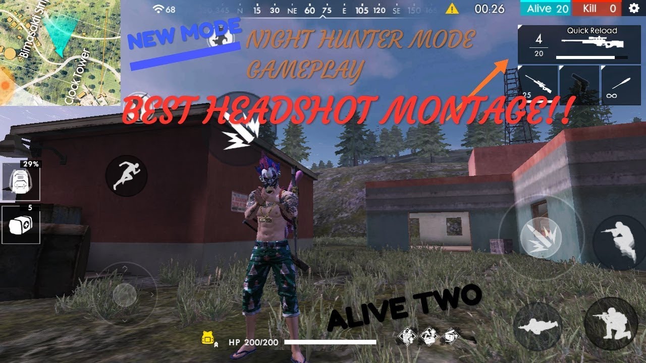 Free Fire New Mode Night Hunter || HEADSHOT MONTAGE WITH AWM || - YouTube