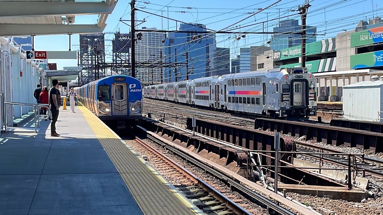 Amtrak, NJT transit, PATH train action @Harrison Station - YouTube