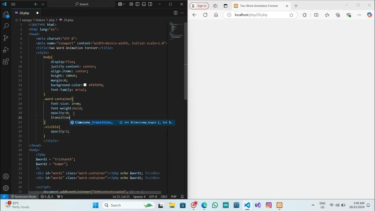 PHP Project 16: 'Two Words Animation' Created by Trishanth Kumar - YouTube
