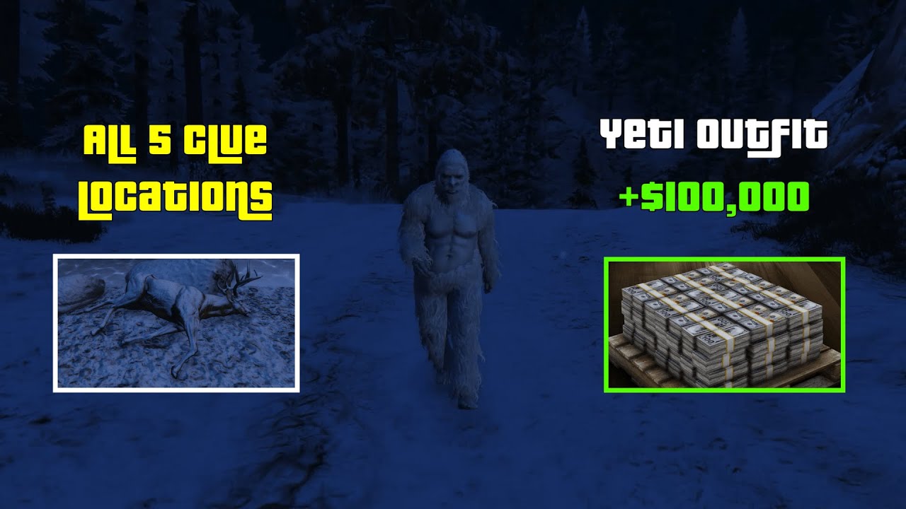All 5 Yeti Clue Locations! Yeti Outfit + $100,000┃GTA ONLINE - YouTube