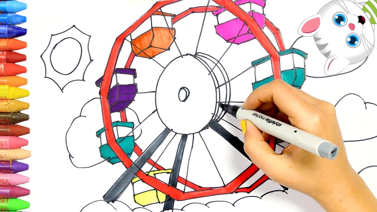 Wie zeichnet man Riesenrad | Zeichnen und Ausmalen für Kinder mit MiMi ...