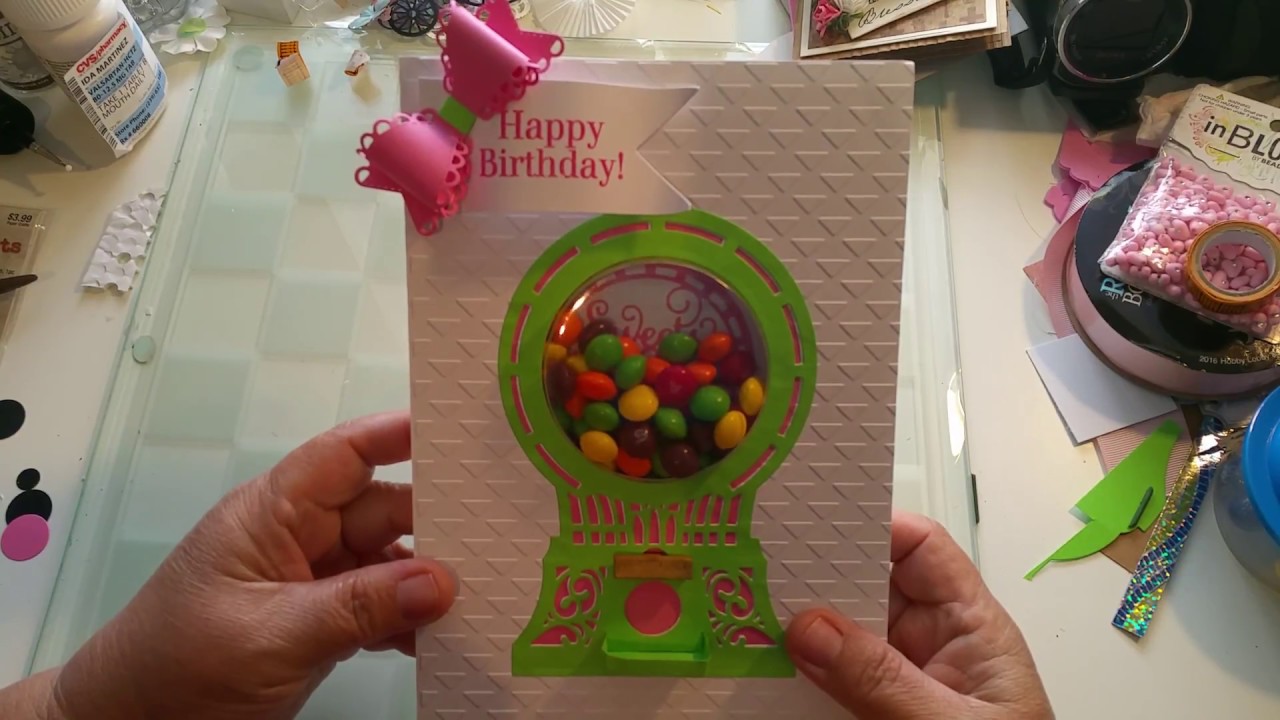 Working candy machine birthday card - YouTube