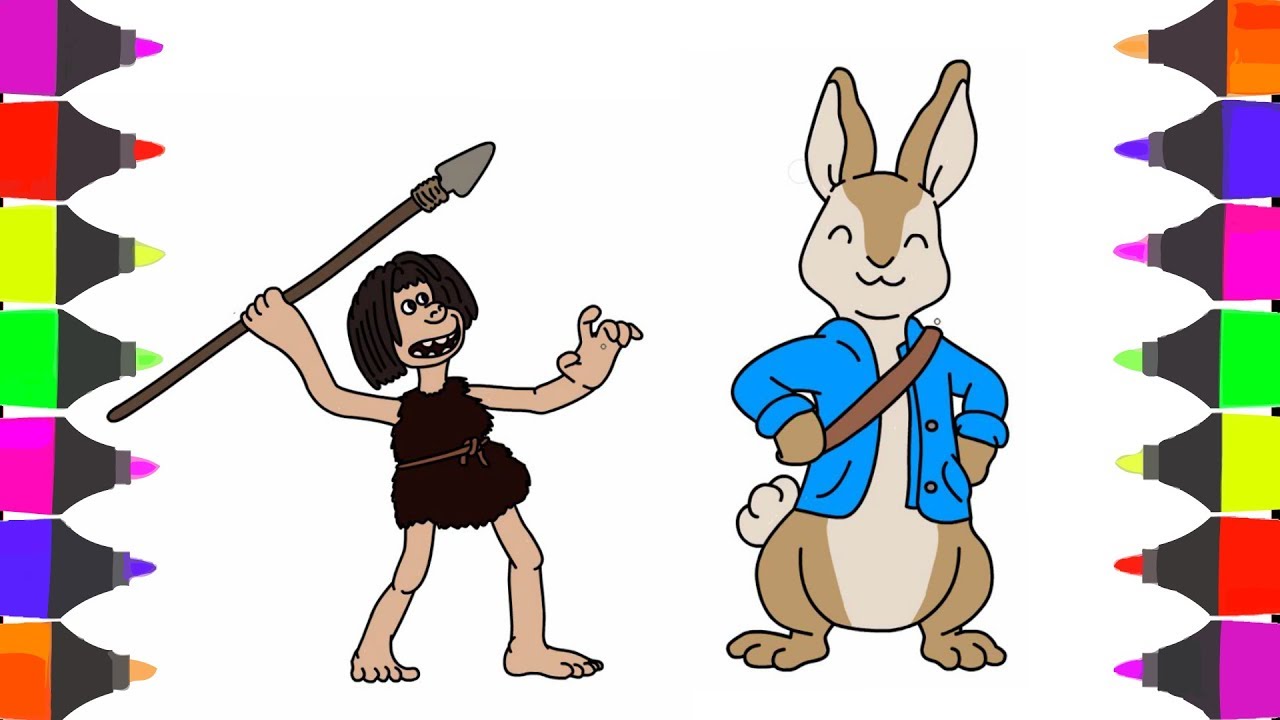 How to Draw Peter Rabbit and Earlyman Coloring Page for Kids - YouTube