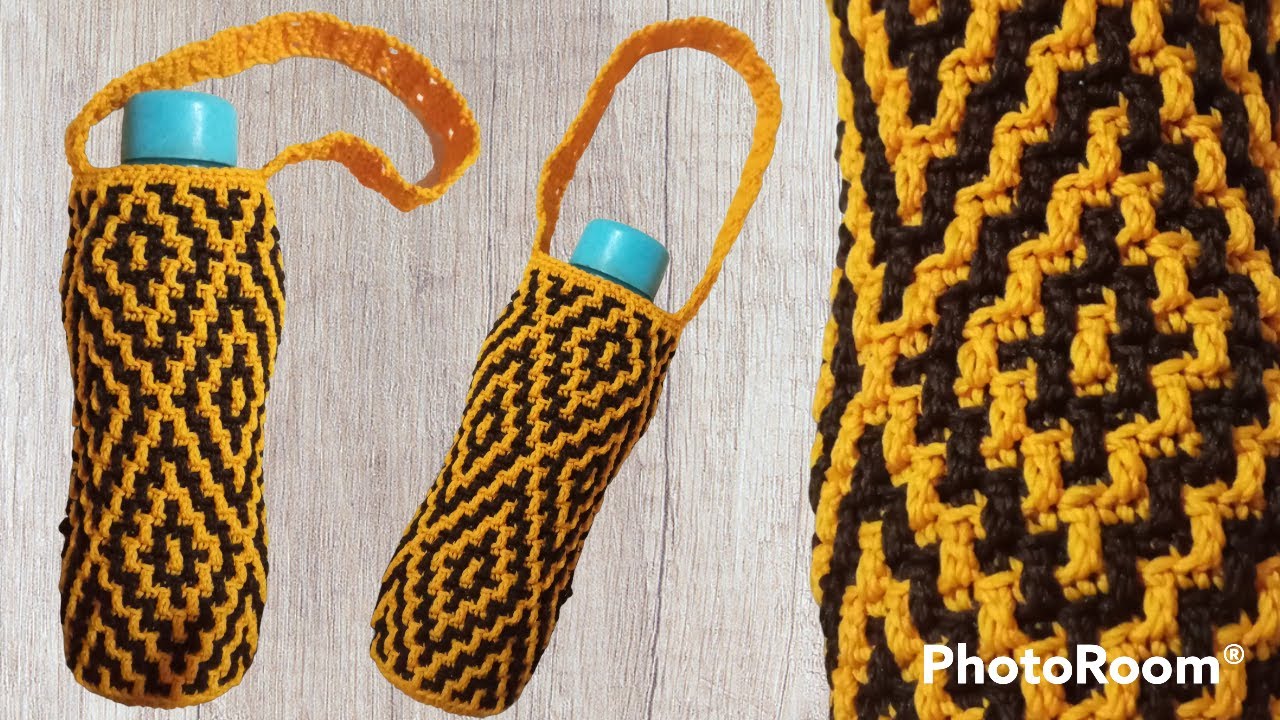 Sarung Botol Rajut Motif Mozaik 25, Pemula bisa ikut membuat (SUB ...