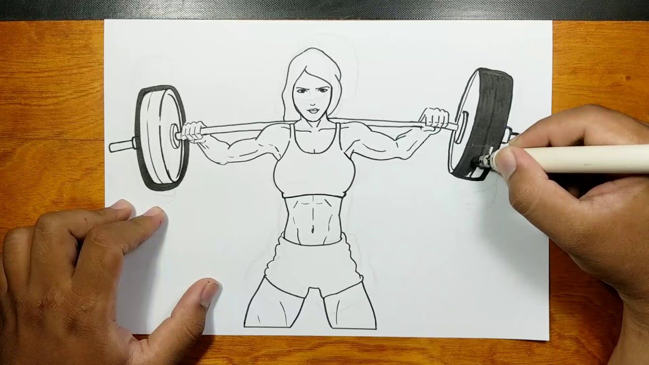 How to draw WEIGHTLIFTING step by step - YouTube