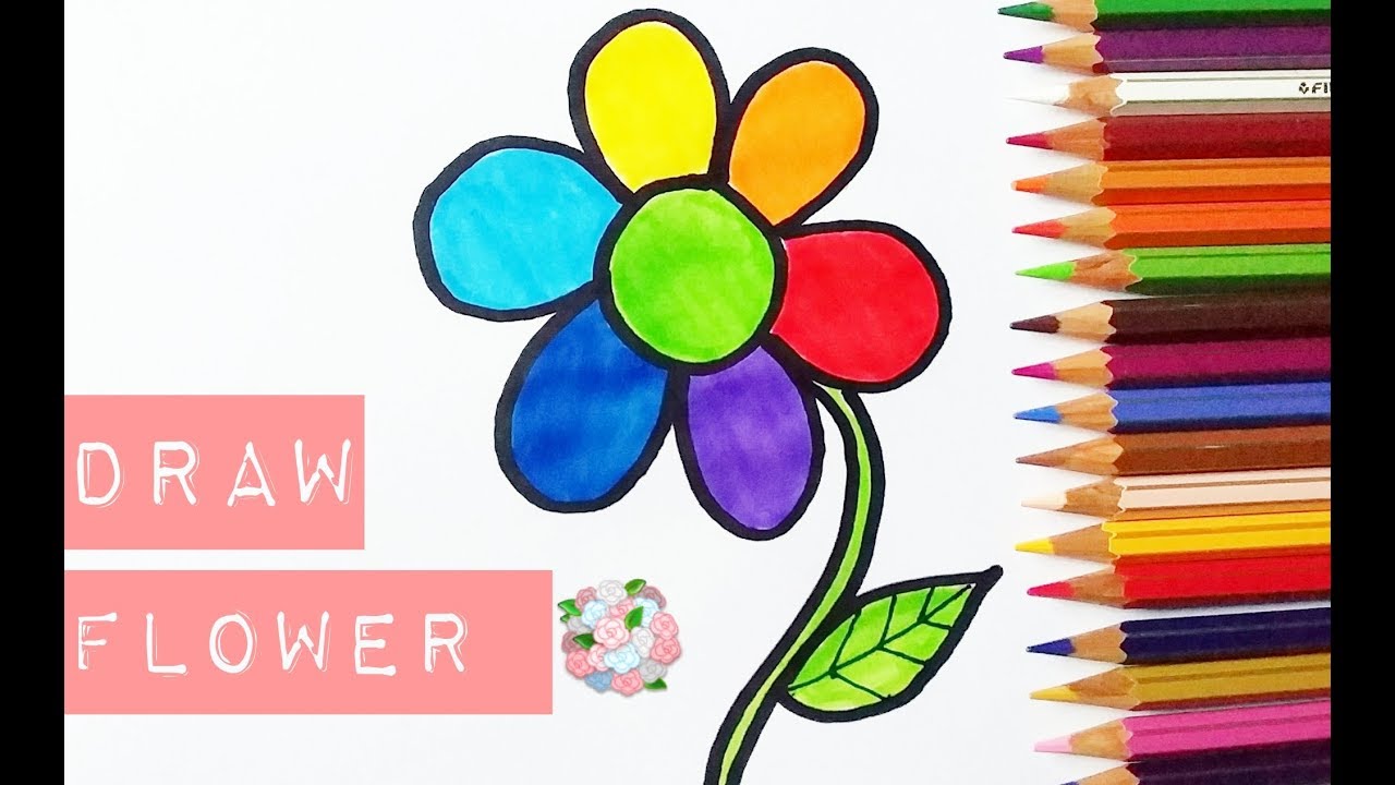 Rainbow Flower Colouring and Drawing for kids, Drawing for kids ...