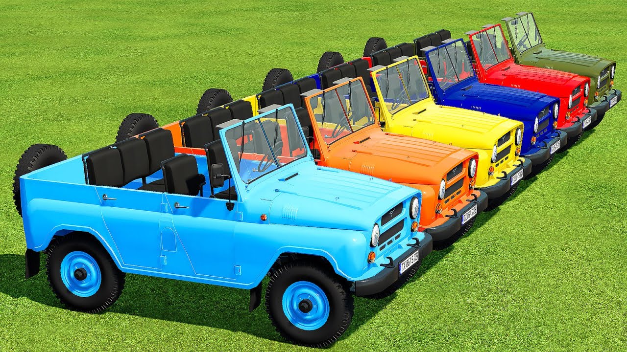 TRANSPORTING MINI JEEP 4x4 COLORED CARS WITH SCANIA TRUCK - Farming ...