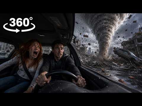 VR 360 TORNADO & DAM COLLAPSE: Tsunami River Escape! (VR 360)