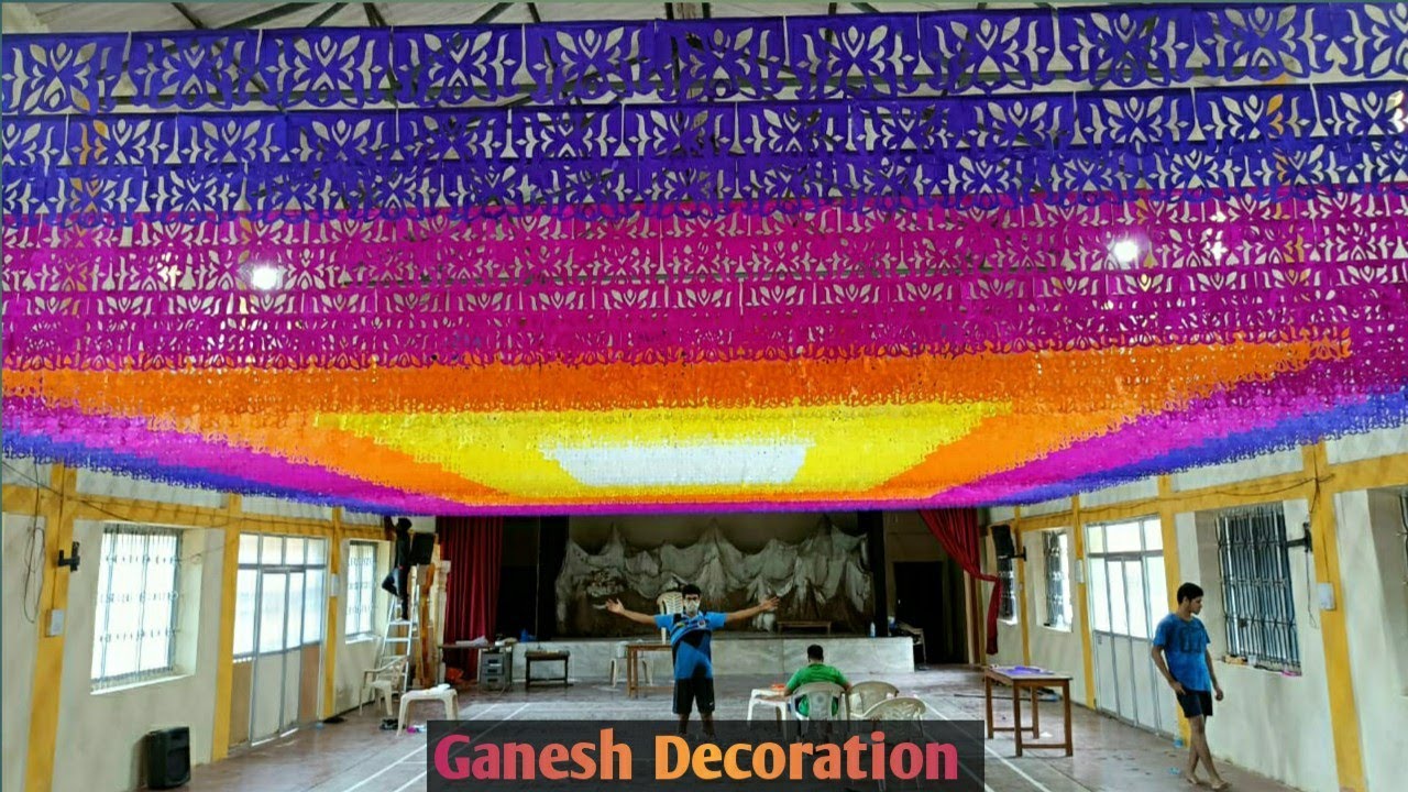 Covered a big hall with Pataka decoration| Ganpati 2021 | पताका सजावट ...