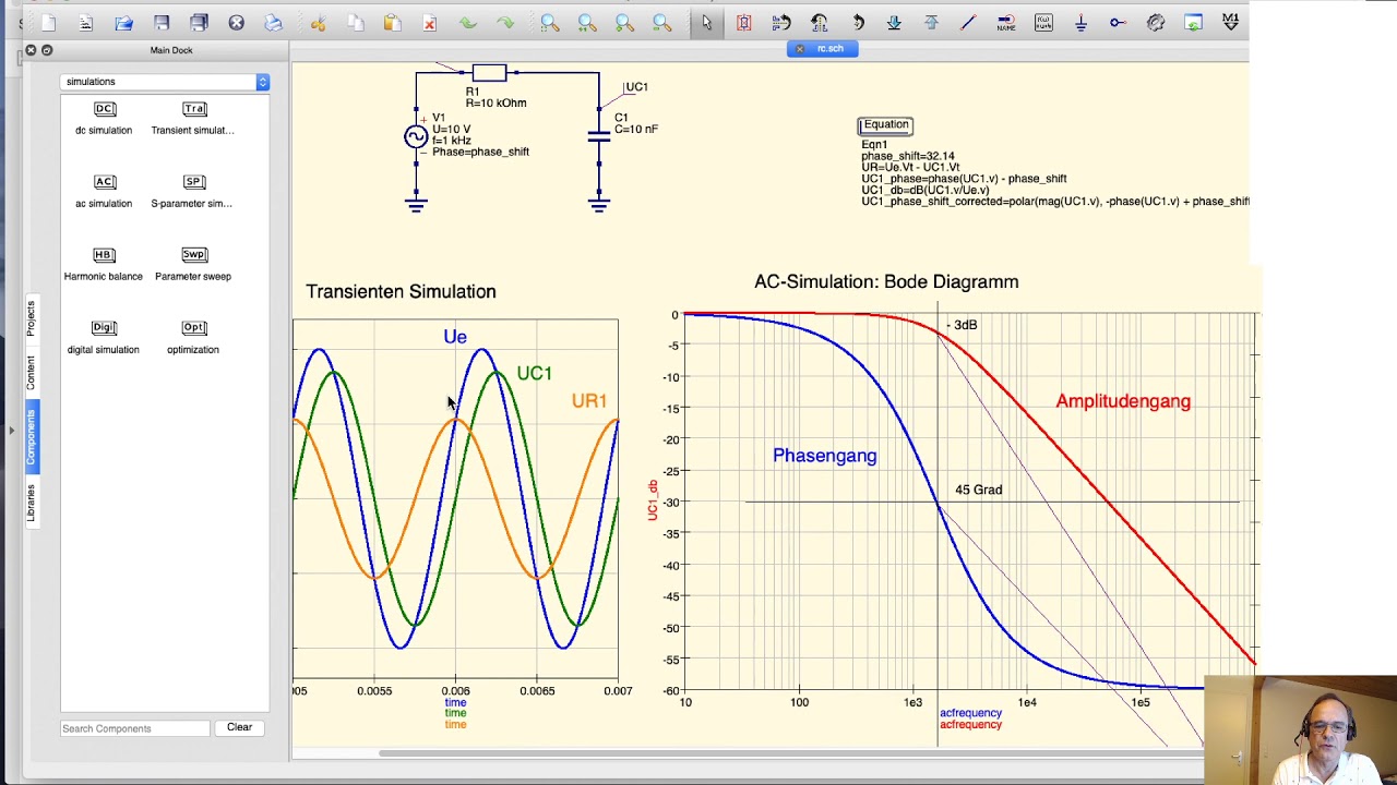 Übertragungsfunktion QUCS - Aufgabe 1 RC Tiefpass - YouTube