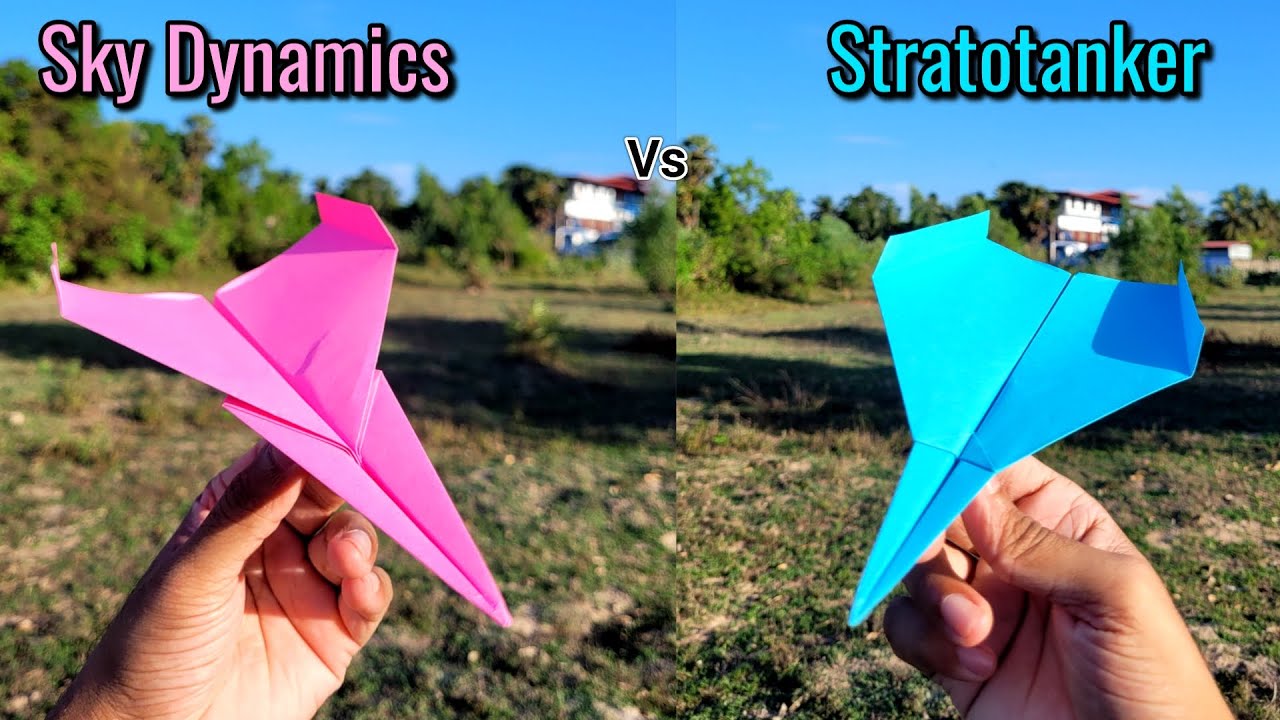 Sky Dynamics vs Stratotanker Paper Airplanes Flying Comparison and Making Tutorial - YouTube