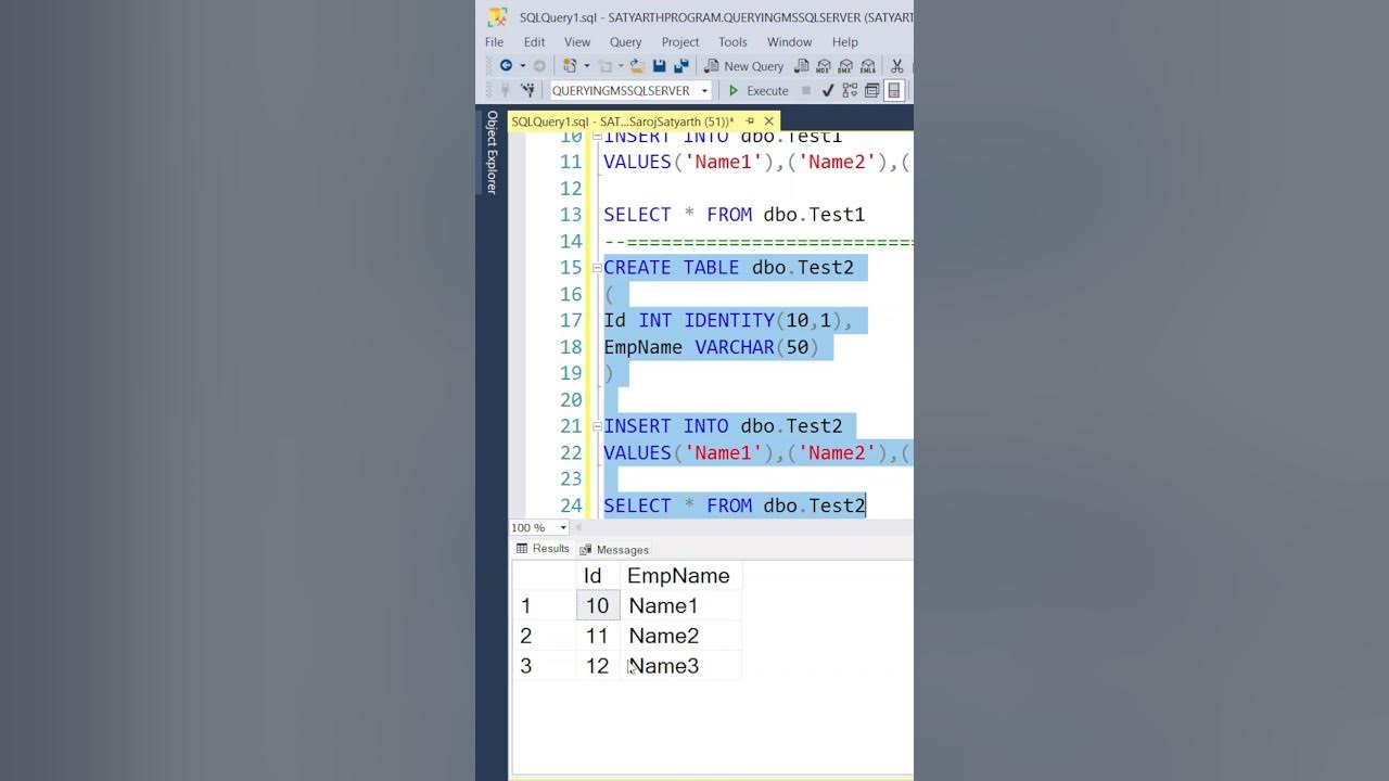 IDENTITY COLUMN IN NUTSHELL | SQL SERVER | 🔥🔥 - YouTube