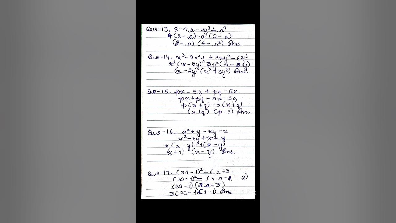 Class 9th Book RS Aggarwal exercise 3A factorization of polynomials ...