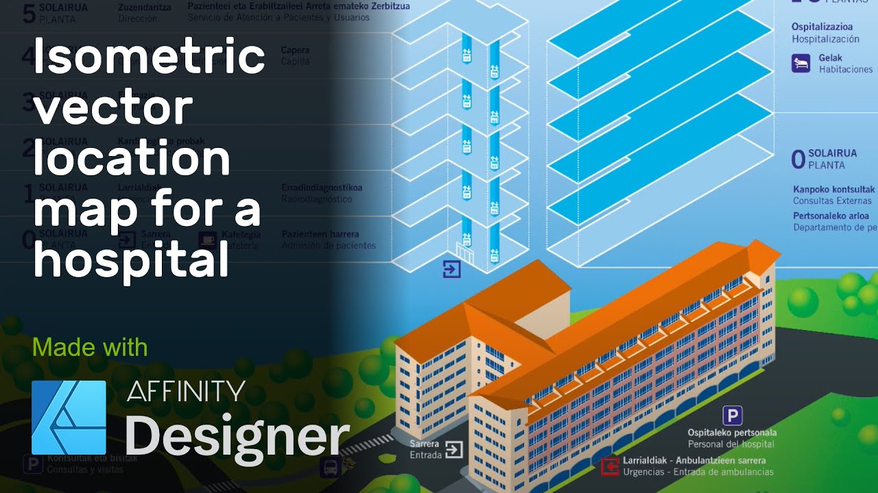 Isometric vector location map for a hospital made in Affinity Designer ...