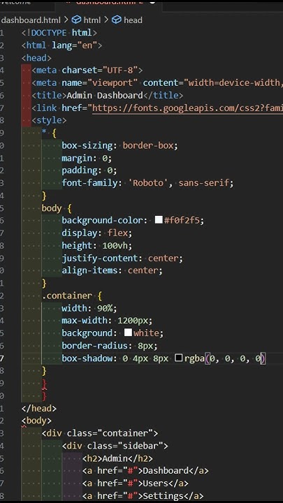 Admin Dashboard in a minute! #html #css - YouTube