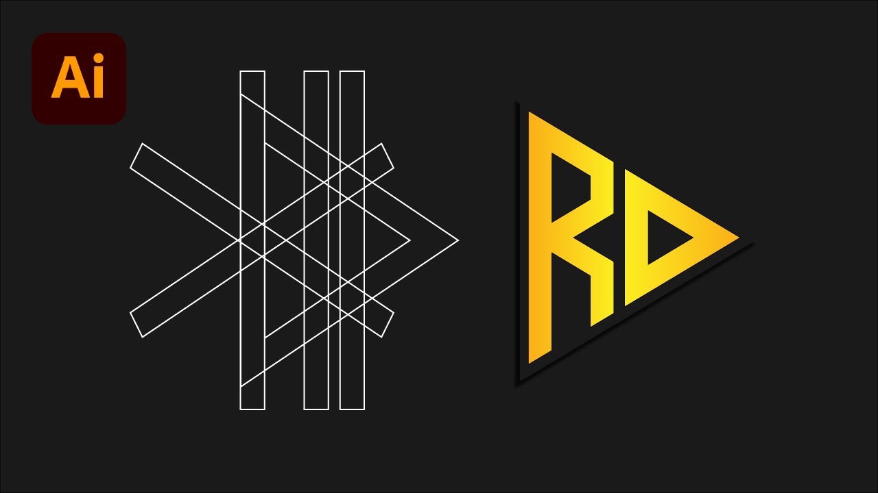 Cara buat logo monogram R dan D | Adobe illustrator - YouTube
