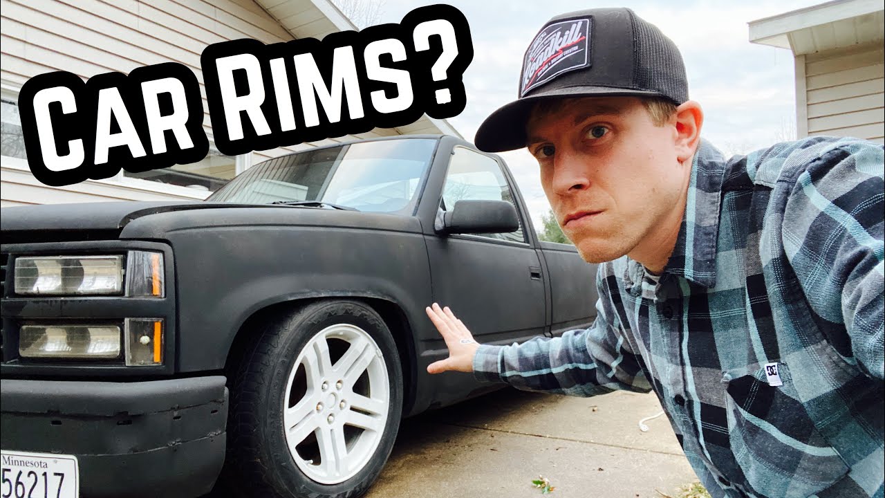 Car Rims on a Truck? Silverado with Car Wheels - YouTube