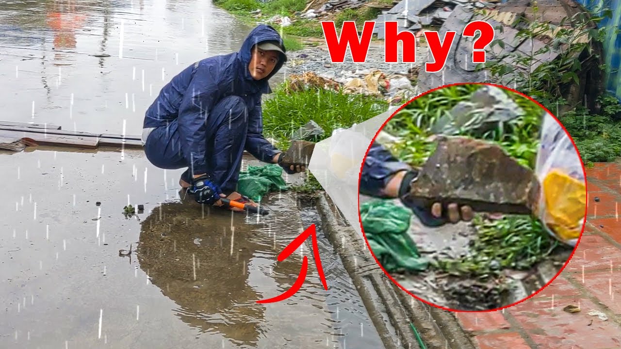 Unclogging!!! Removing Hidden Stone In Culvert - This is The Hidden ...