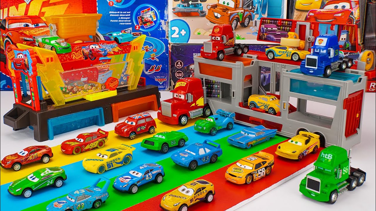 Disney Pixar Cars Unboxing Review | Colorful Toy Cars Racing on Track ...