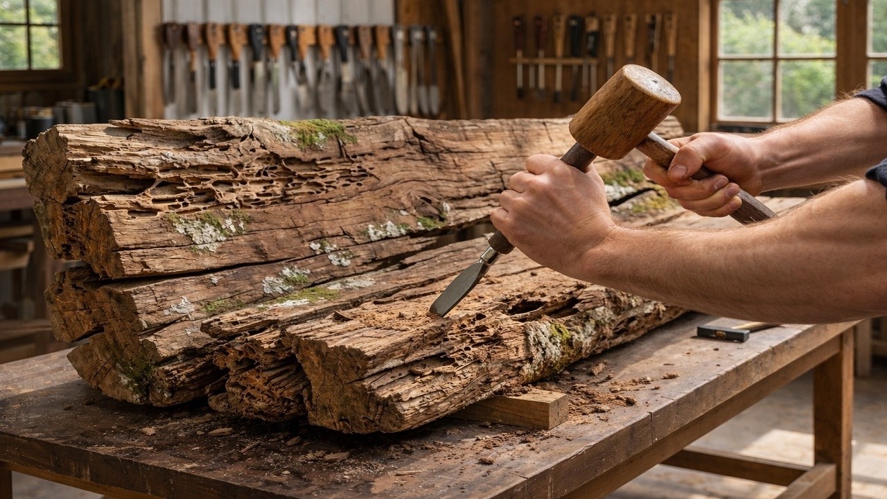 Everyone Ignored These Rotten, Moldy Wood Slabs… Until a Young ...