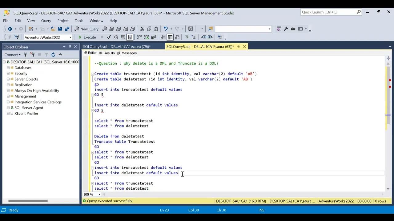Why delete is DML while truncate is a DDL - YouTube