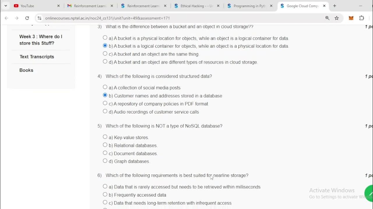 Google Cloud Computing Foundations|week 3 Nptel Assignment solutions 2024 - YouTube