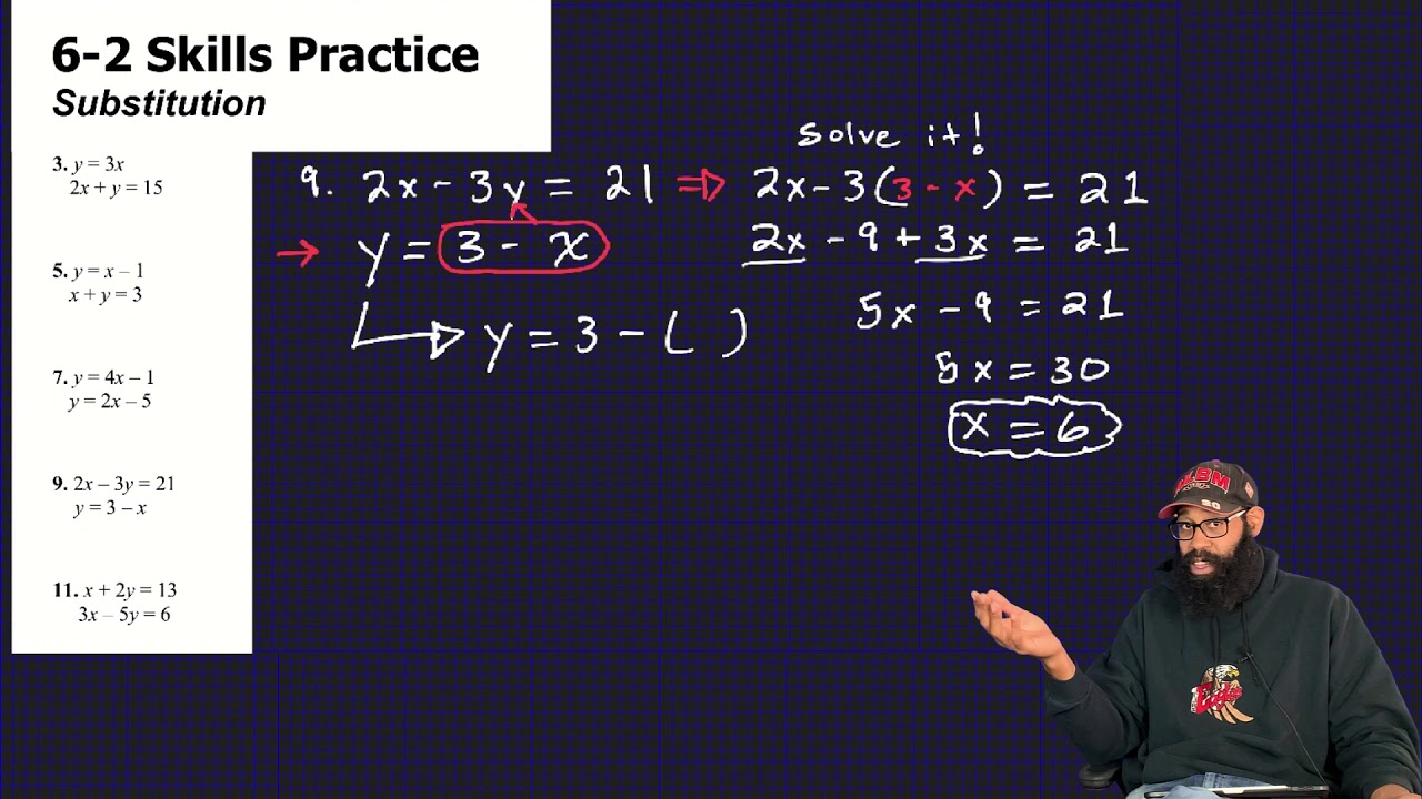 McGraw Hill Algebra 1, Chapter 6, Lesson 2 - Substitution - YouTube