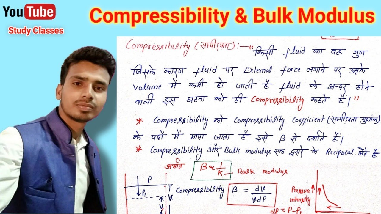 Compressibility & Bulk Modulus || संपीड्यता गुणांक #Fluid_Mechanics # ...