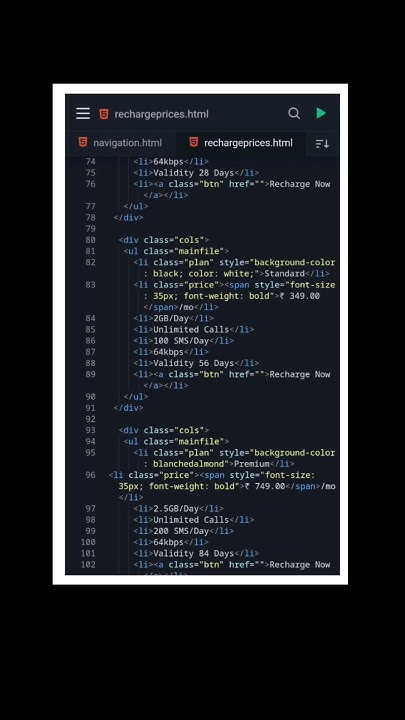 Recharge Prices in HTML CSS - YouTube