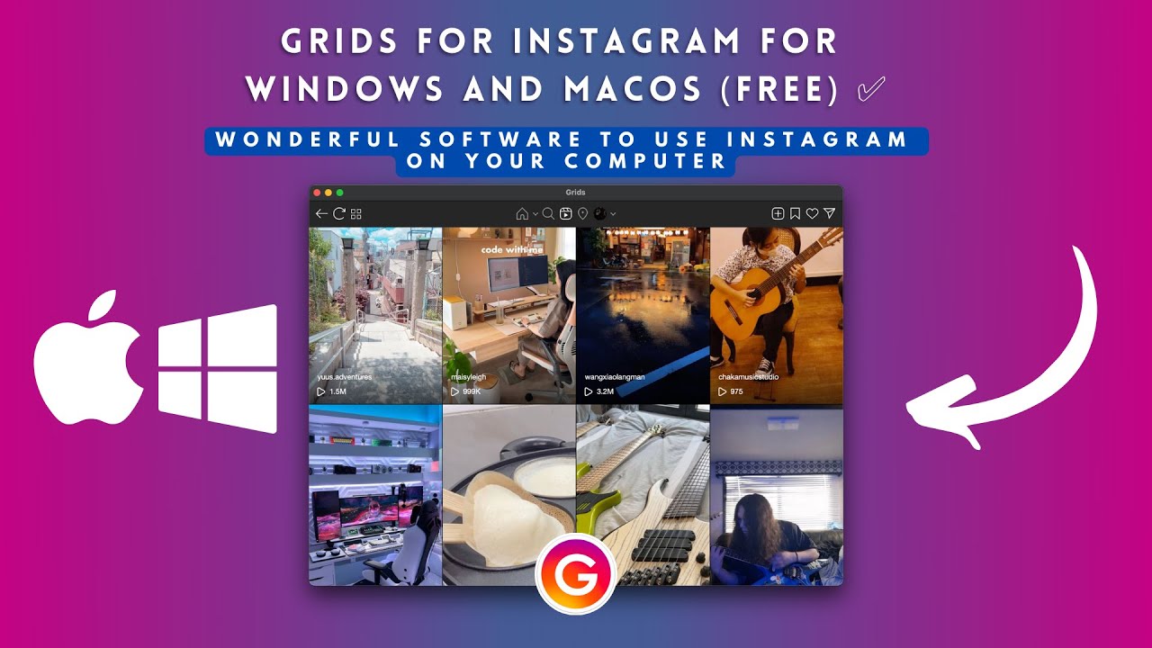 Grids for Instagram for Windows and MacOs - YouTube