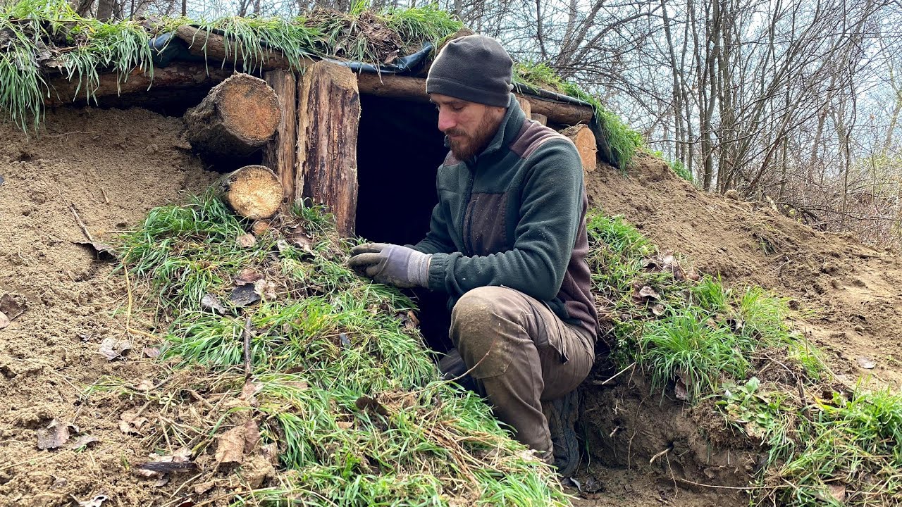 Building an Underground Shelter, Heated With a Fireplace, Grass-Covered ...