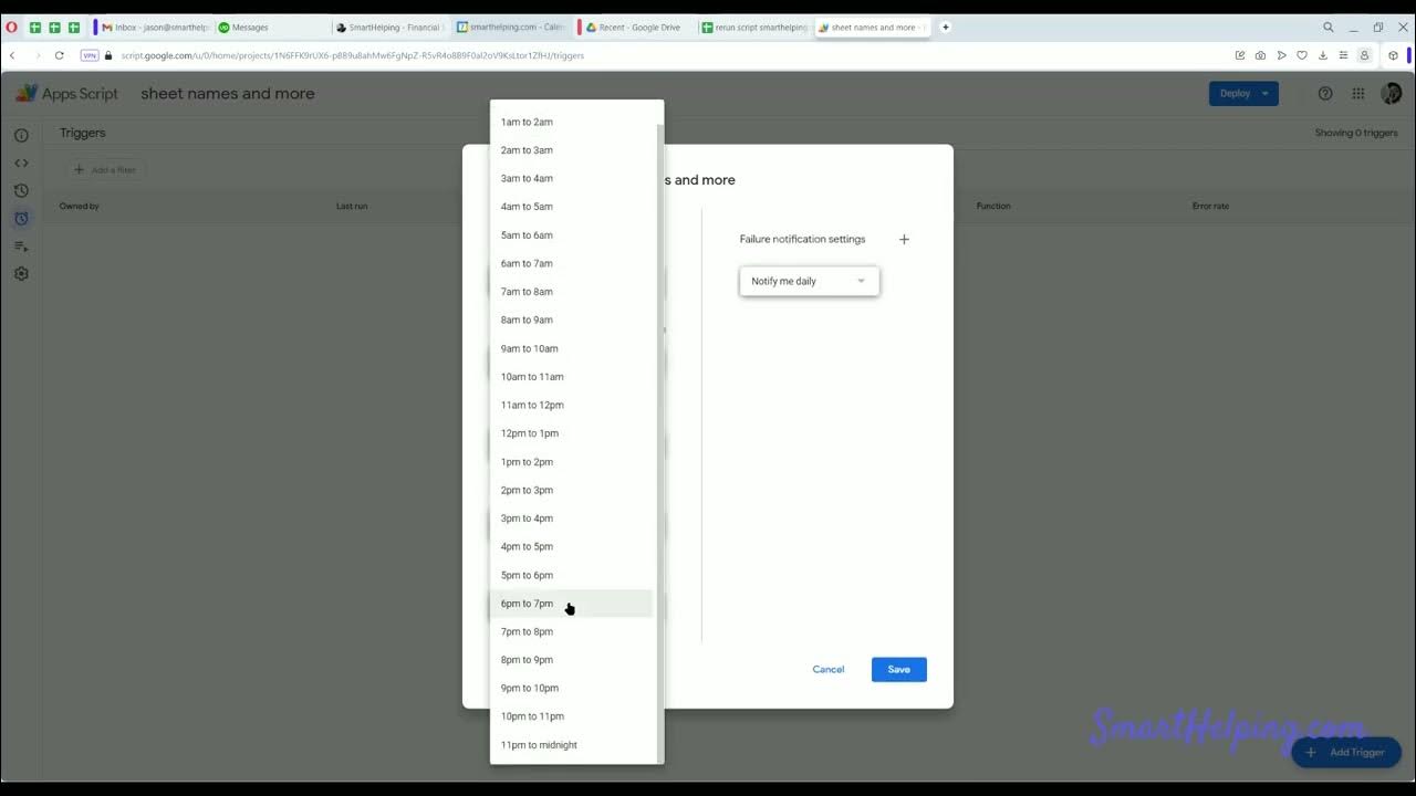 Google Scripts: Setting Time-based Triggers for Functions - YouTube