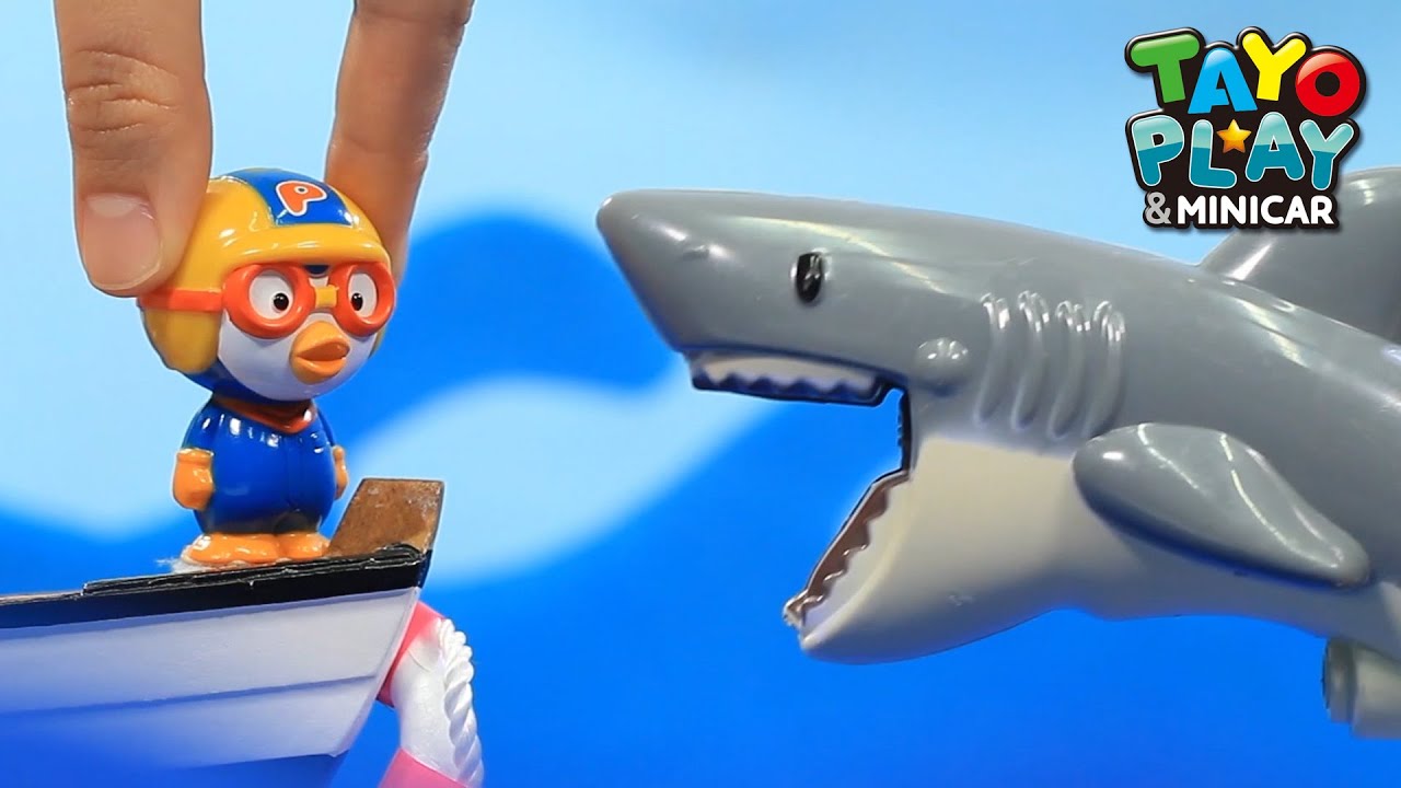 Shark attack!! Pororo Toys l #1 Strange games l Pororo Toy Story l Tayo ...