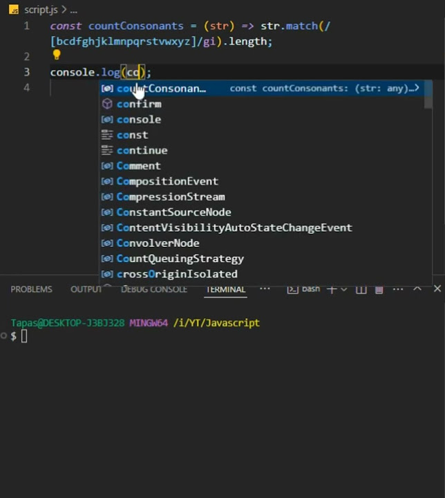 How To Count Consonants In A String Using Javascript Coding Shorts